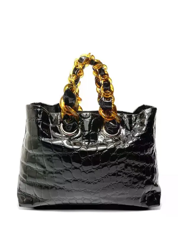 Miu Miu Croc-effect Patent Leather Chain Tote Bag