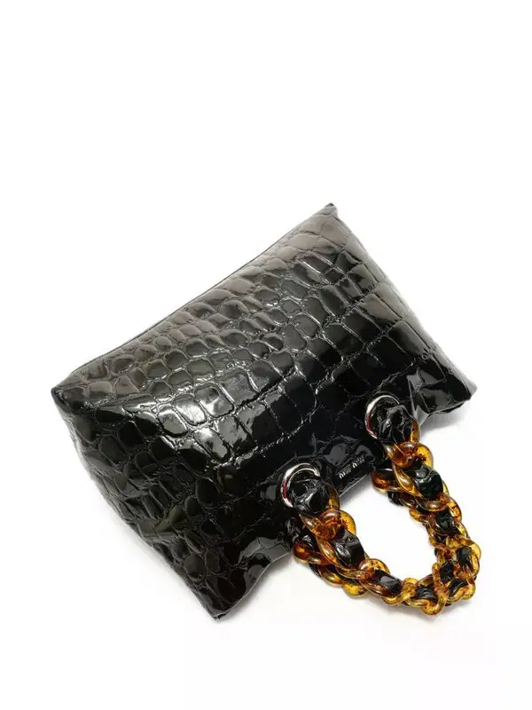 Miu Miu Croc-effect Patent Leather Chain Tote Bag