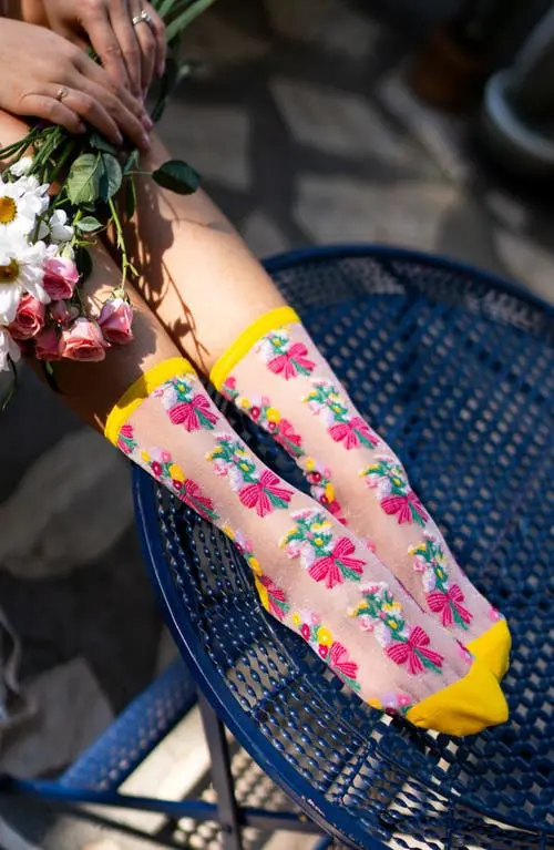 SOCK CANDY Sheer Metallic Crew Socks