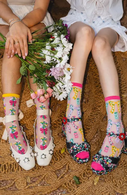 SOCK CANDY Sheer Metallic Crew Socks
