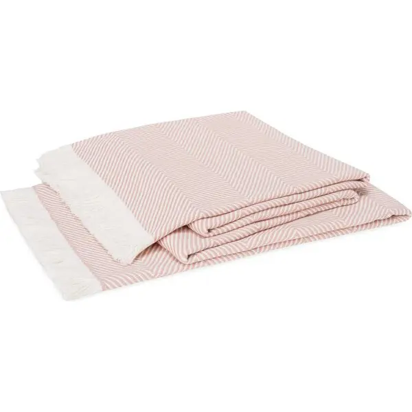 MATOUK Leo Fringed Throw Blanket - Blush