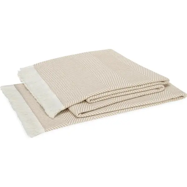 MATOUK Leo Fringed Throw Blanket - Dune
