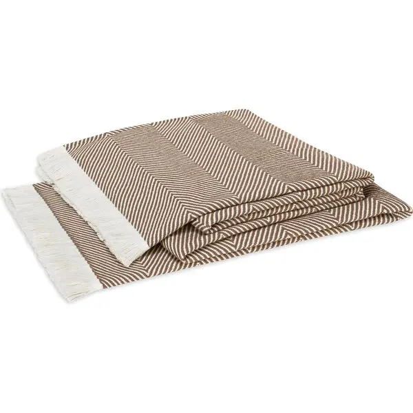 MATOUK Leo Fringed Throw Blanket - Mocha