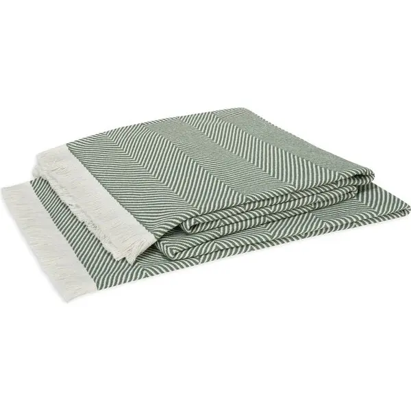 MATOUK Leo Fringed Throw Blanket - Palm