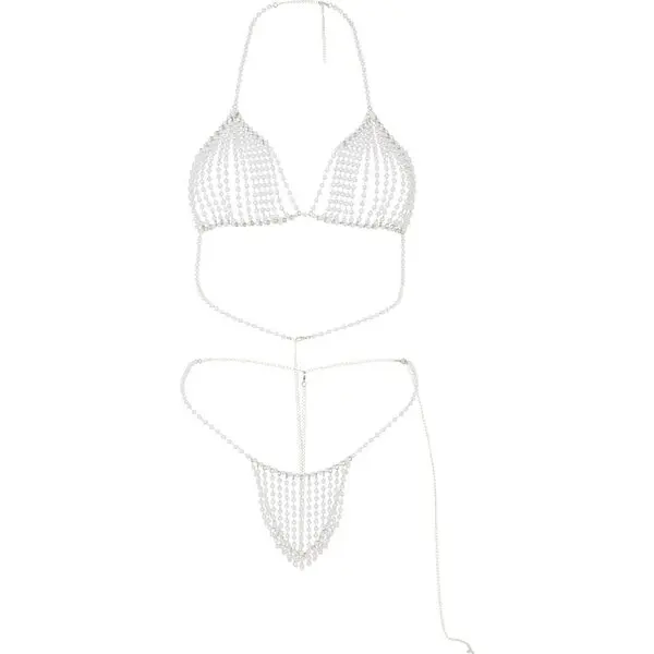 ROMA CONFIDENTIAL Vintage Lust Faux Bralette & G-string Set - Pearl
