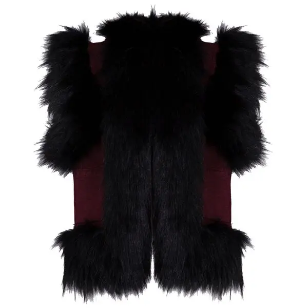 THE EXTREME COLLECTION Raw Jacquard Vest With Faux Fur Trim - Black