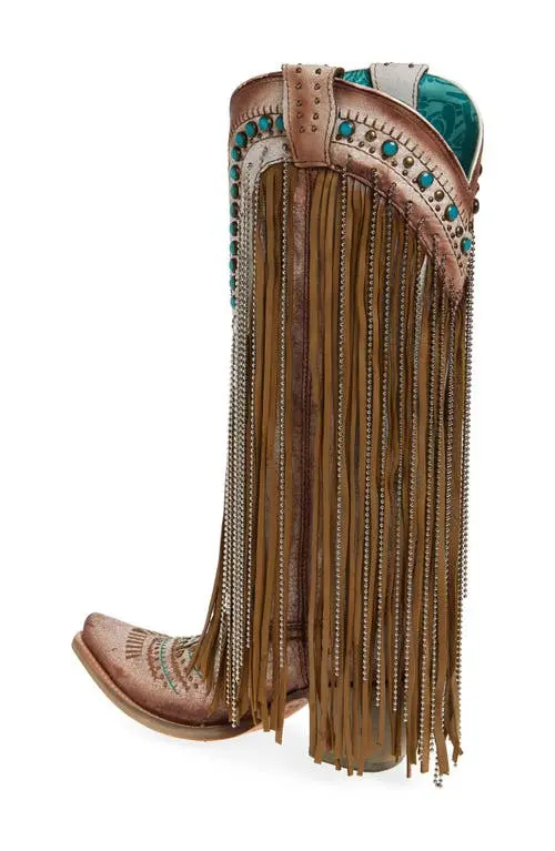 CORRAL Embroidered Fringe Western Boots