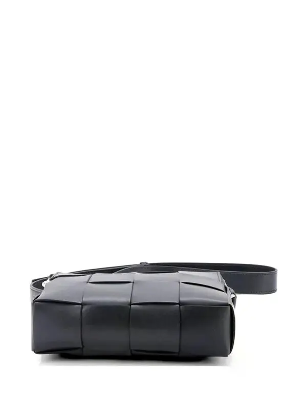 Bottega Veneta Cassette Zip Camera Maxi Intrecciato Leather Crossbody Bag - Grey