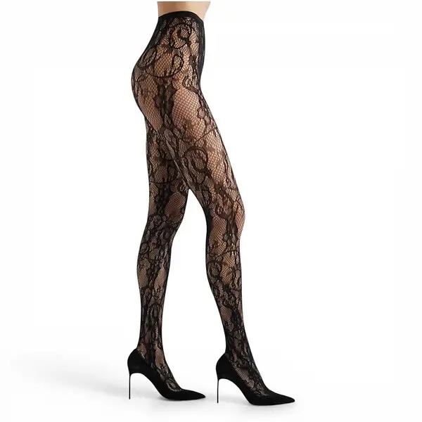 HIGH HEEL JUNGLE BY KATHRYN EISMAN Lace Spell Tights - Black