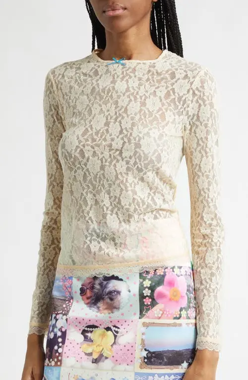 Sandy Liang Scoby Long Sleeve Lace Top