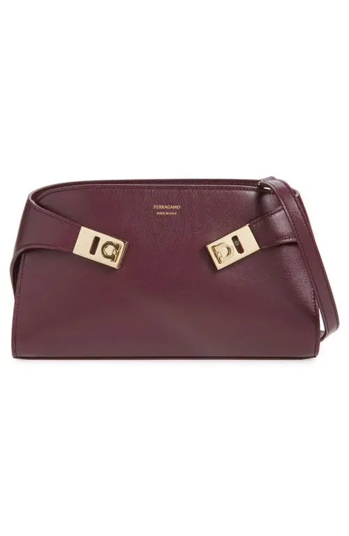 FERRAGAMO Gancio Flip-lock Crossbody Bag - Plum