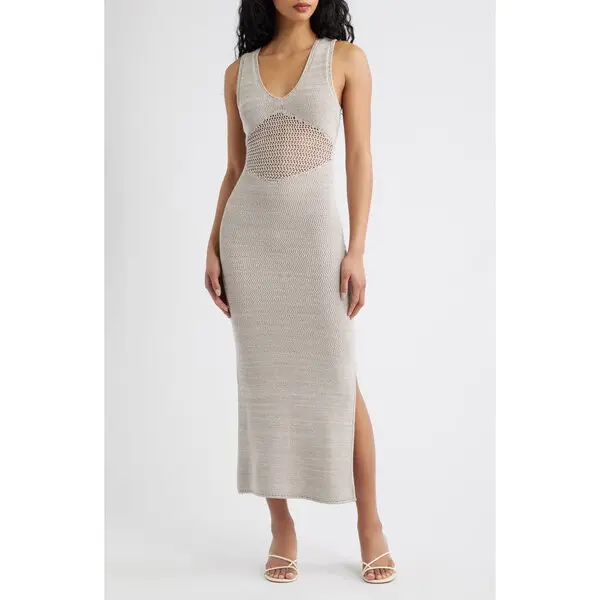 Torn By Ronny Kobo Melanie Crochet Body-con Midi Dress - Sand/with
