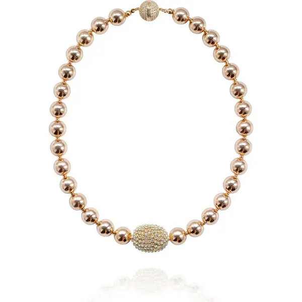 SAULE LABEL Cassia Necklace With Gold Hematite Beads And Crystal Rhinestones - Bold Gold
