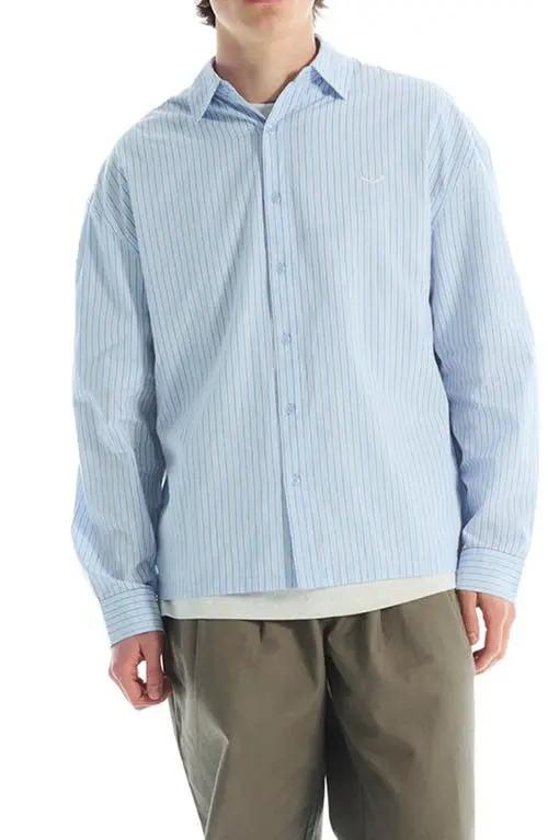 VOUSETI Off Court Boxy Fit Stripe Cotton Button-up Shirt