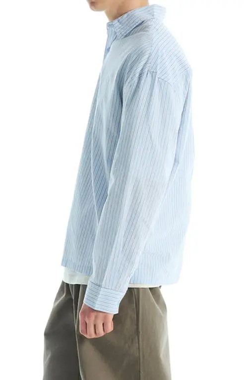 VOUSETI Off Court Boxy Fit Stripe Cotton Button-up Shirt