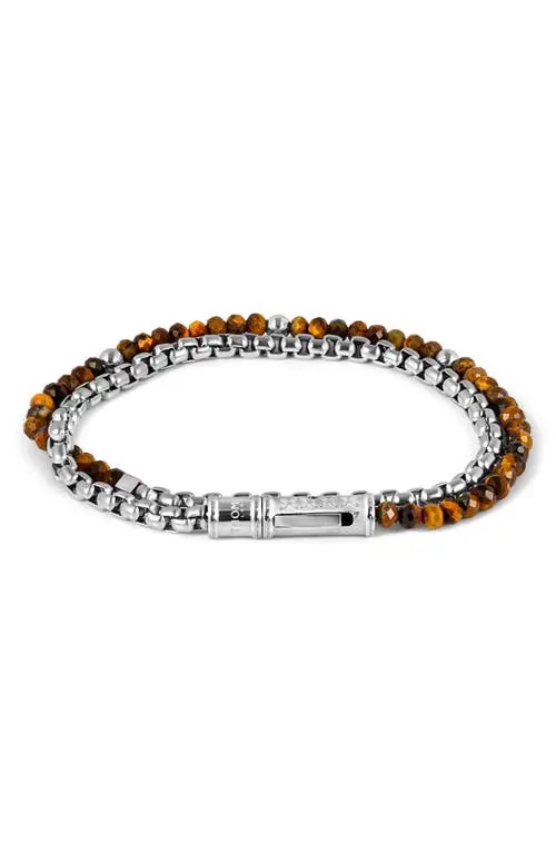THOMPSON OF LONDON Tiger's Eye Double Wrap Bracelet - Brown