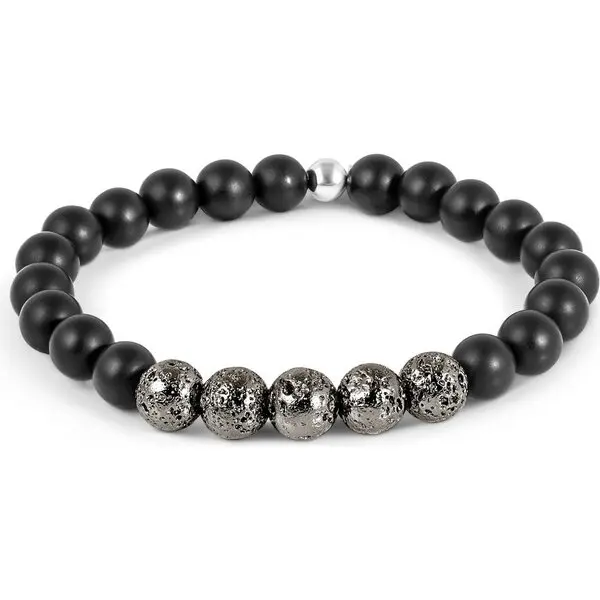 Tateossian Thompson Of London Vesuvius Agate Beaded Stretch Bracelet - Black