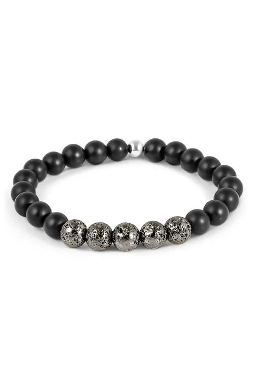 Tateossian Vesuvius Agate Beaded Stretch Bracelet - Black