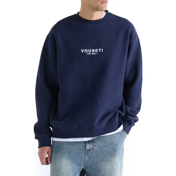 VOUSETI Vouseit Embroidered Logo Fleece Crewneck Sweatshirt