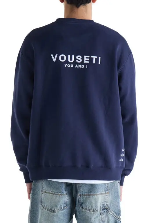 VOUSETI Vouseit Embroidered Logo Fleece Crewneck Sweatshirt