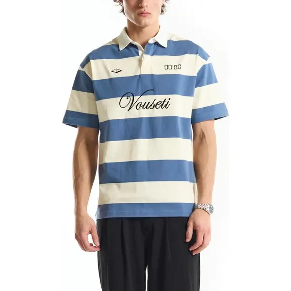 VOUSETI Post Game Stripe Cotton Polo
