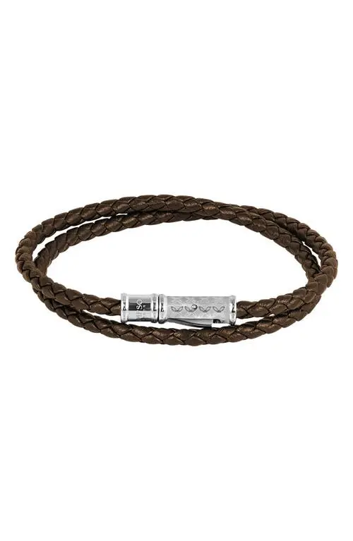 THOMPSON OF LONDON Clover Leather Double Wrap Bracelet - Brown