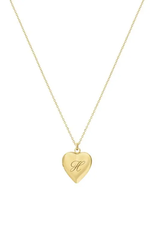 SET & STONES Heart Locket Initial Necklace - Gold/h