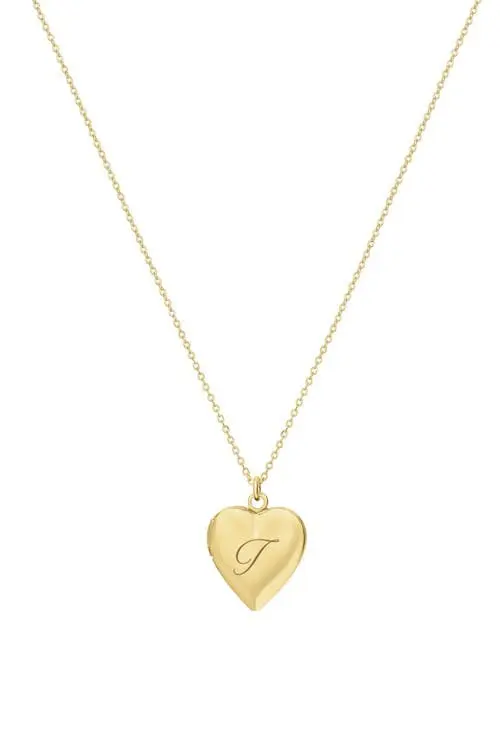 SET & STONES Heart Locket Initial Necklace - Gold/t