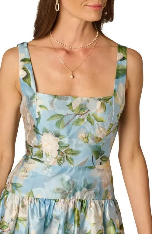 adrianna papell organza dress Adrianna Papell Women's Printed High-Low Midi Dress - Mint Multi