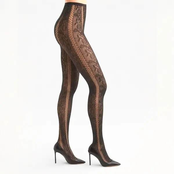 HIGH HEEL JUNGLE BY KATHRYN EISMAN Noir Stem Lace Tights - Black