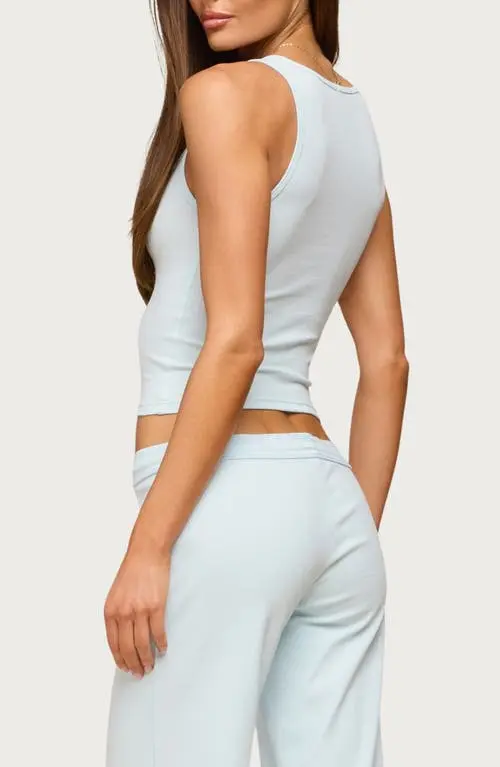 EDIKTED Ribbed Scoop Neck Tank - Light-blue