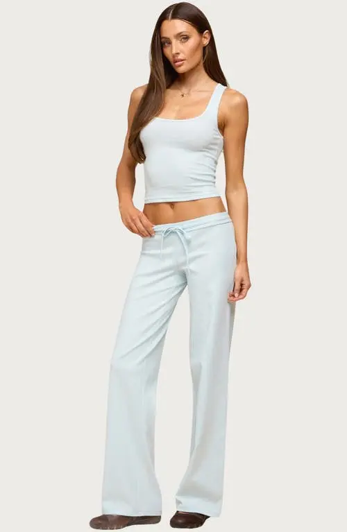 EDIKTED Ribbed Scoop Neck Tank - Light-blue