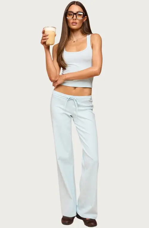 EDIKTED Ribbed Scoop Neck Tank - Light-blue