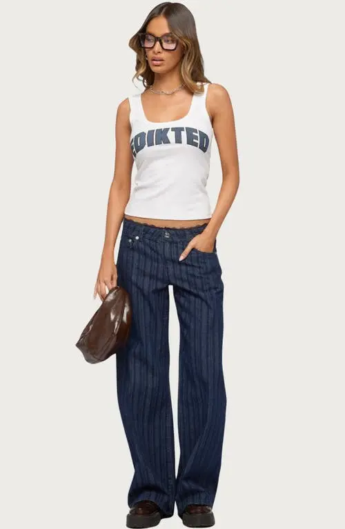 EDIKTED Girly Rib" Tank Top With Logo Detail