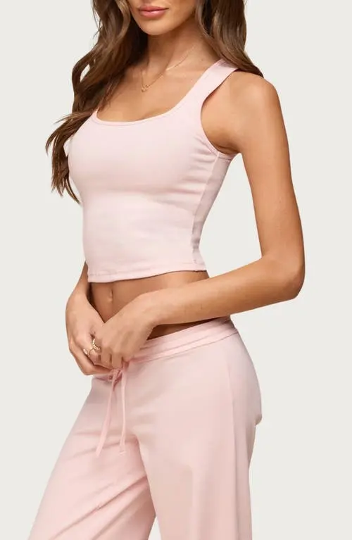 EDIKTED Ribbed Scoop Neck Tank - Light-pink