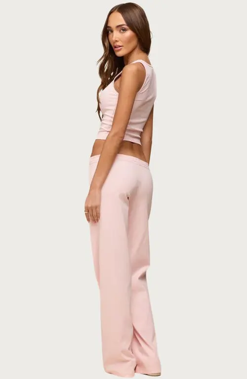 EDIKTED Ribbed Scoop Neck Tank - Light-pink