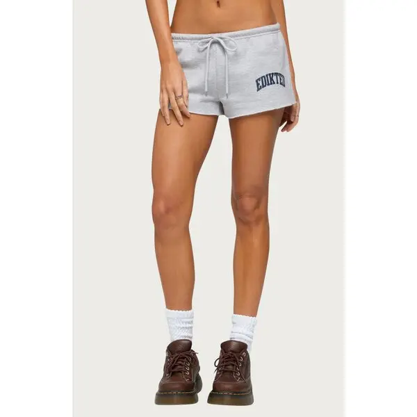 EDIKTED Logo Micro Shorts - Gray-melange