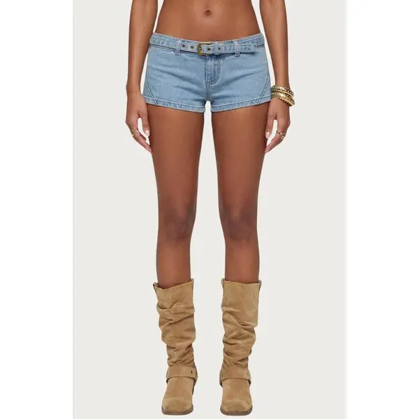 EDIKTED Ciel Low Rise Micro Denim Shorts