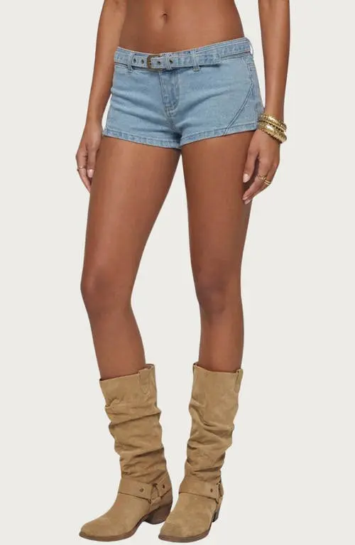 EDIKTED Ciel Low Rise Micro Denim Shorts