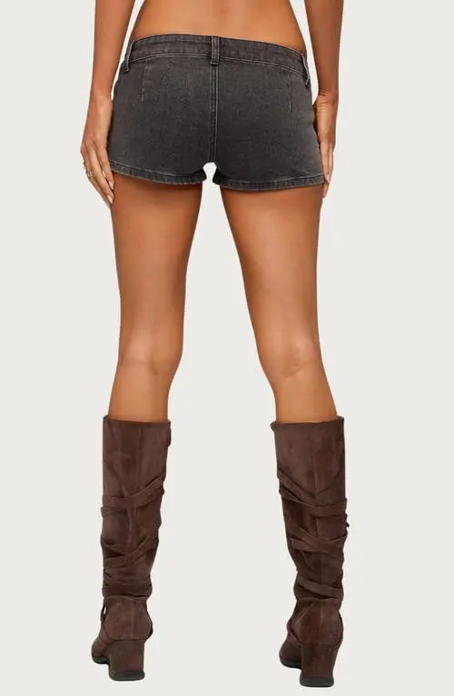 EDIKTED Bryan Denim Micro Shorts - Black-washed
