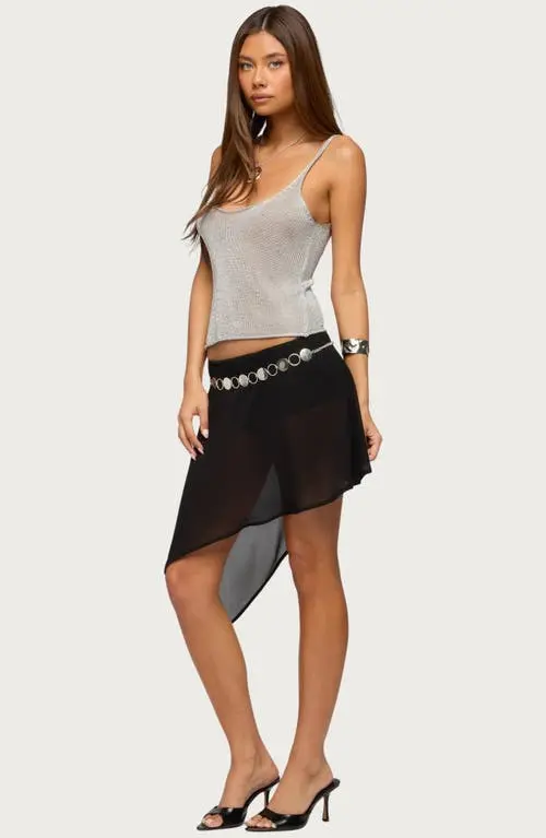 EDIKTED Asymmetric Sheer Chiffon Skirt