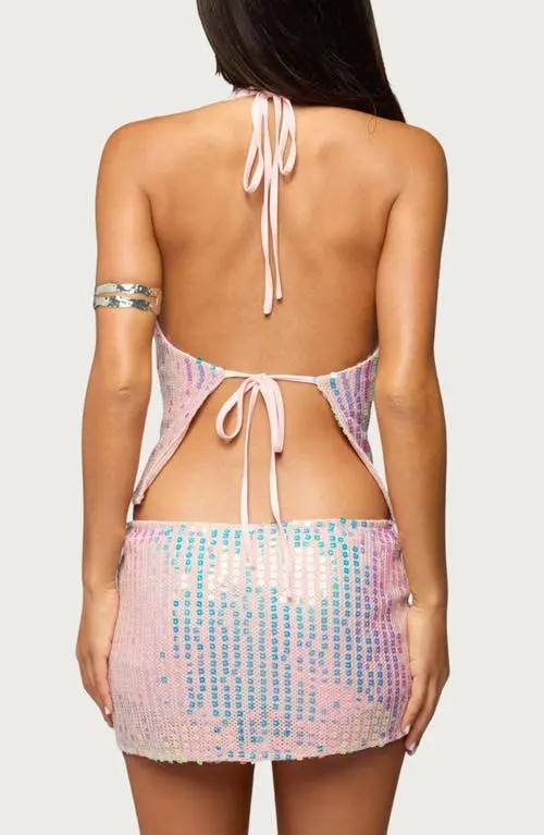 EDIKTED Sequined Halter Neck Top