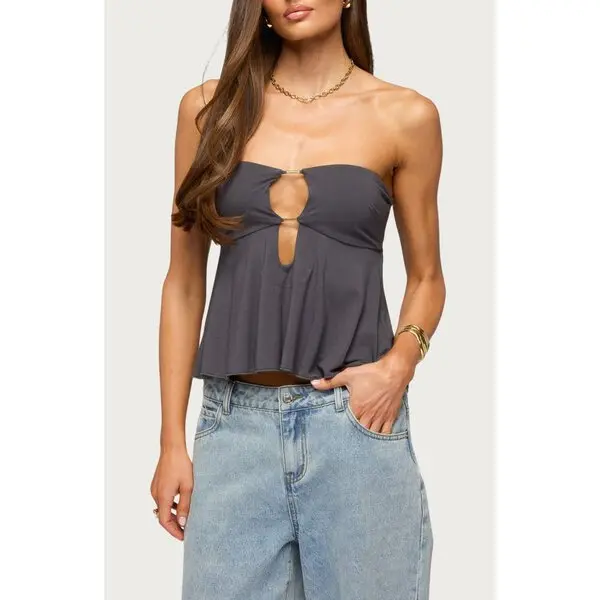 EDIKTED Nikita Strapless Cutout Top