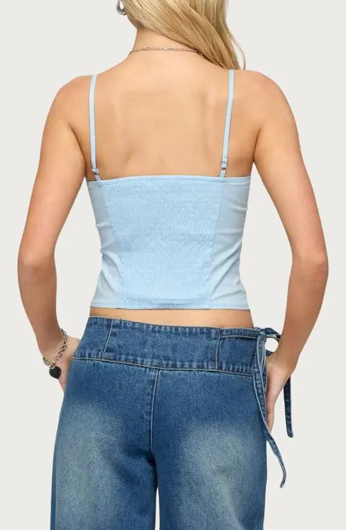 EDIKTED Ruffle Button-up Camisole With Pintuck And Eyelet Details