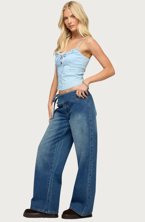 EDIKTED Ruffle Button-up Camisole With Pintuck And Eyelet Details