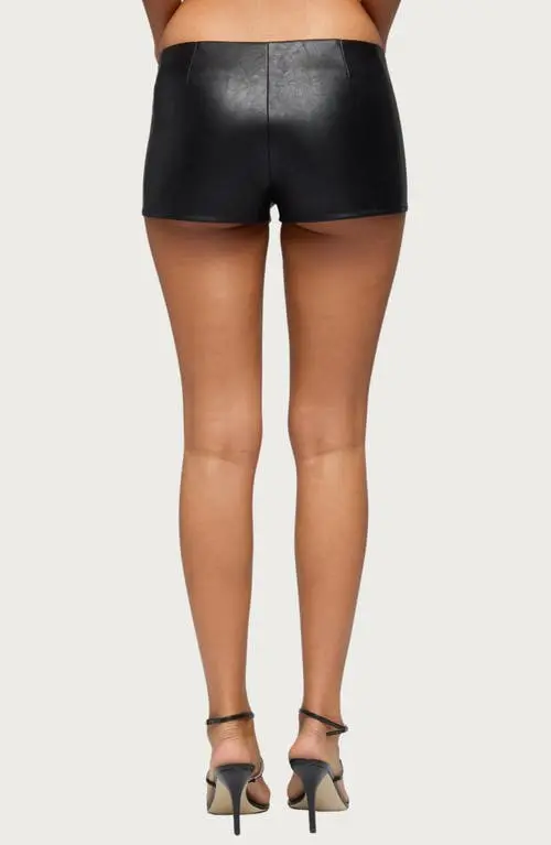 EDIKTED Faux Leather Micro Shorts With Exposed Zipper