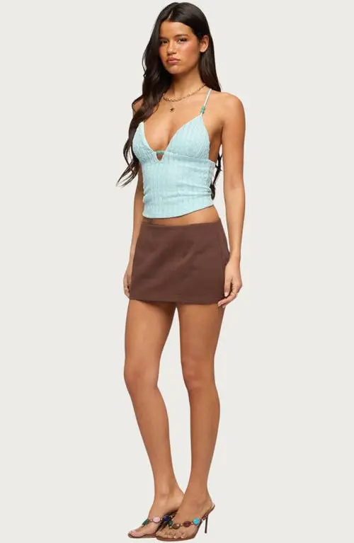 EDIKTED Alitah Bead Textured Halter Neck Tank Top