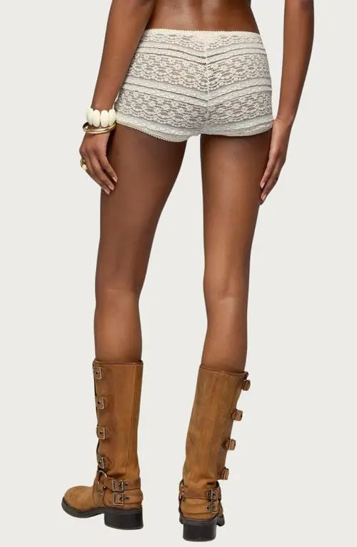 EDIKTED Sheer Lace Micro Shorts With Scalloped Edges