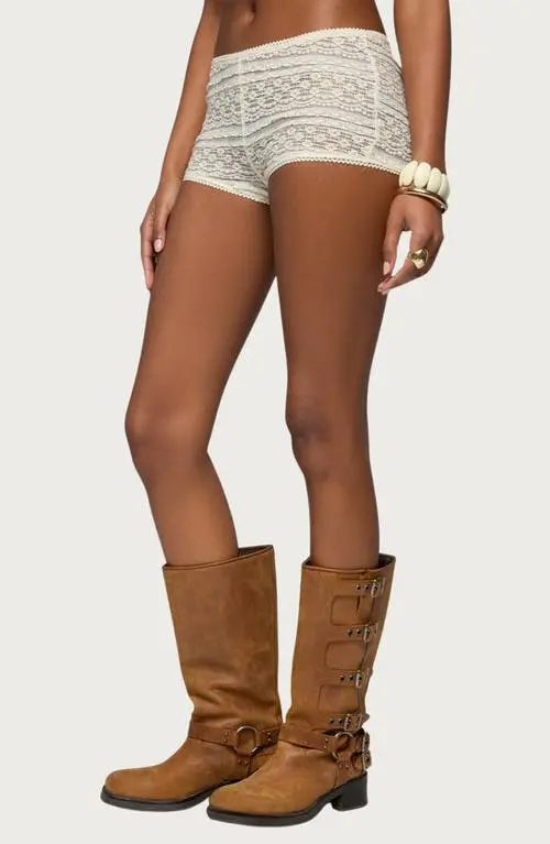 EDIKTED Sheer Lace Micro Shorts With Scalloped Edges
