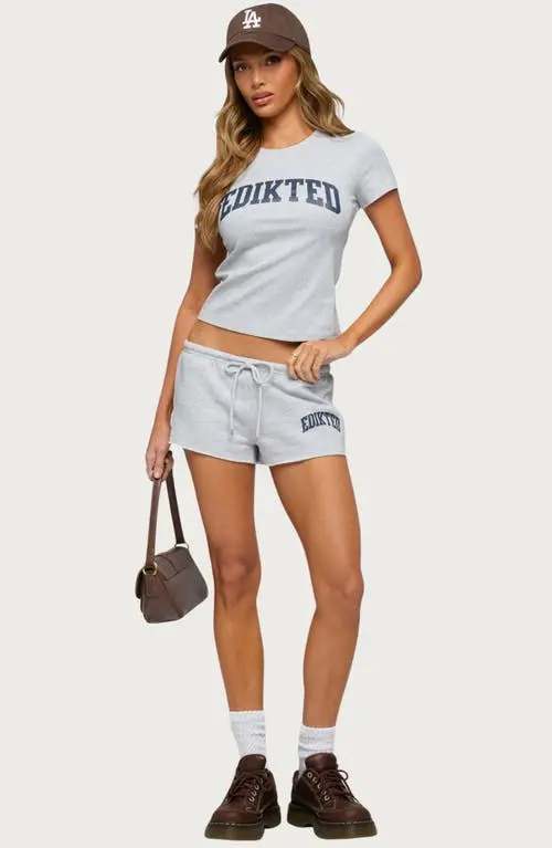 EDIKTED Sporty Babe Logo T-shirt - Gray-melange